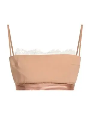Elisabetta Franchi Crepe Crop Top With Lace And Satin Trims