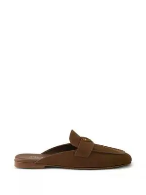 Prada Leather Mules - Brown