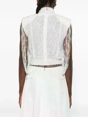 M.MARQUISE Beaded Fringe Sleeveless Blouse