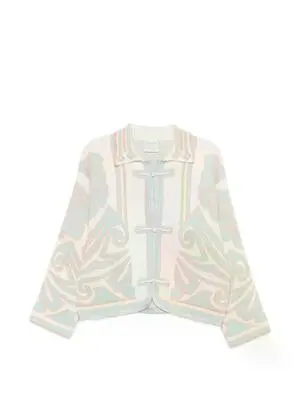 FORTE_FORTE Floral-print Collared Cardigan