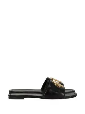 Tory Burch Eleanor T-logo Flat Sandals - Black