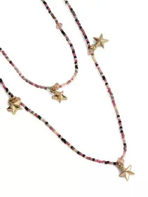 Red Valentino Star Charm Beaded Necklace