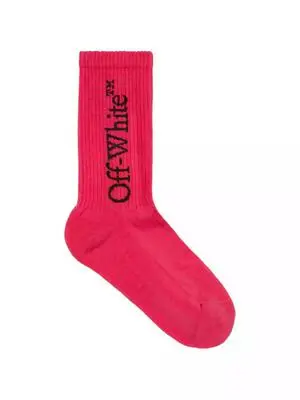 Off-White Mid-calf Socks With Logo Detail - Red