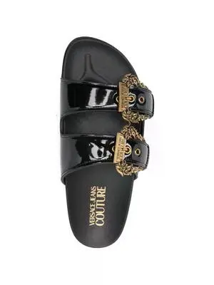 Versace Buckled Platform Sandals - Black