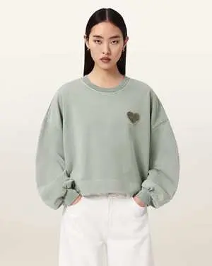 ALLSAINTS Oversized Crew Neck Sweatshirt - Abbey Stone Green