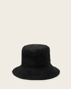 ALLSAINTS Eli Straw Bucket Hat - Black