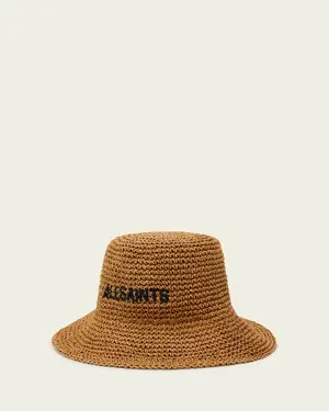 ALLSAINTS Eli Straw Bucket Hat - Cognac Brown