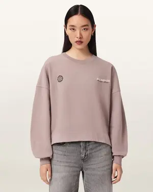ALLSAINTS Emblem Oversized Sweatshirt - Dusty Lilac