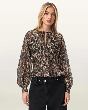 ALLSAINTS Cern Animal Print Top