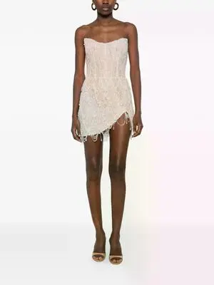 M.MARQUISE Beaded Strapless Mini Dress