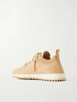 JIMMY CHOO Veles Embellished Knit Sneakers - Neutrals