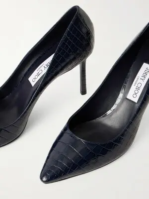 JIMMY CHOO Romy 85 Croc-effect Leather Pumps
