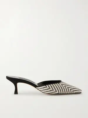Manolo Blahnik Raffia Mules Clogs For Women