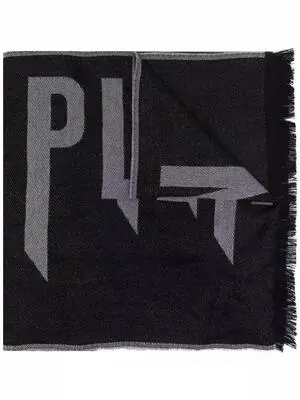 Philipp Plein Wool Logo Scarf - Black
