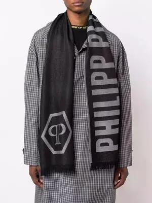 Philipp Plein Wool Logo Scarf