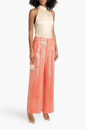 Lapointe Sequined Chiffon Straight-leg Pants