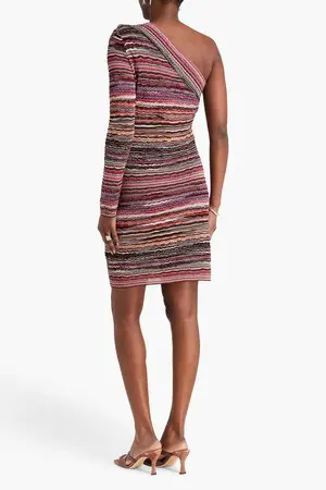 Missoni One-shoulder Striped Metallic Crochet-knit Mini Dress - Violet
