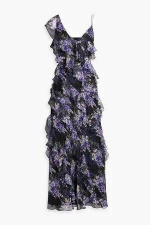 MIKAEL AGHAL Floral-Print Chiffon Maxi Dress - Navy