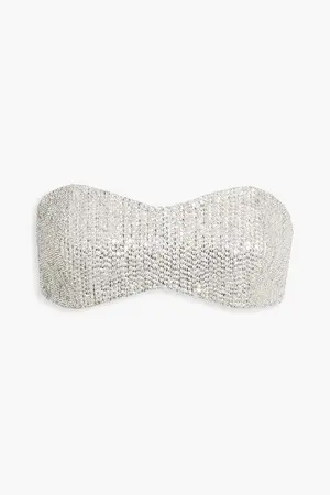Michael Kors Crystalembellished Crepe Bra Top - Silver
