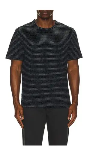 FRAME Jacquard Stripe Tee In Navy - Navy & Cream Stripe