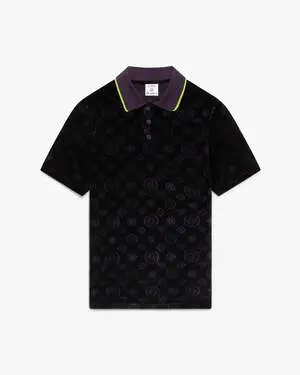 Casablanca Purple Monogram Velour Polo Shirt - Silver