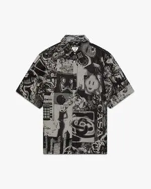 Casablanca Rave Collage Short Sleeve Denim Shirt - Multicolor