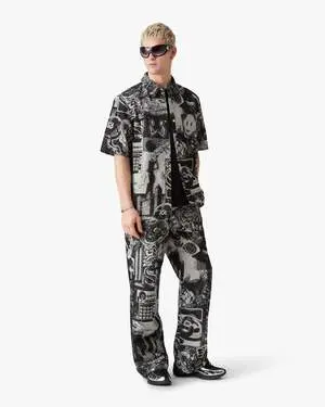 Casablanca Rave Collage Short Sleeve Denim Shirt - Multicolor