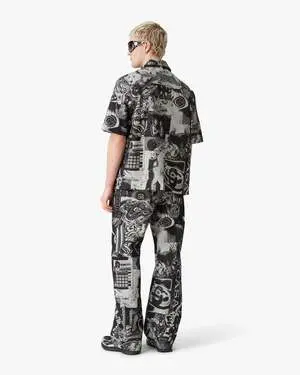 Casablanca Rave Collage Short Sleeve Denim Shirt - Multicolor
