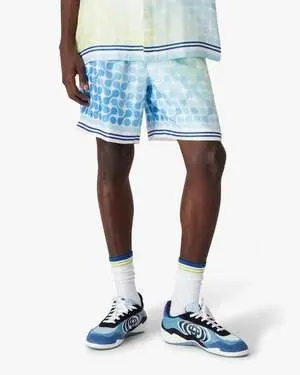 Casablanca Gradient Tennis Tile Silk Shorts - Multicolor