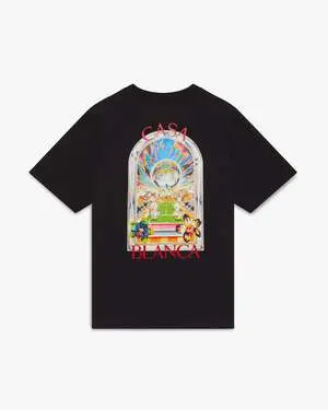 Casablanca Tennis Landscape Short Sleeve T-shirt - Black