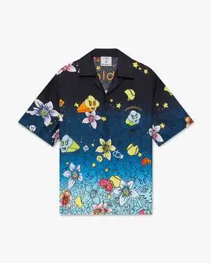Casablanca Collage D'icones Graphiques Short Sleeve Silk Shirt - Multicolor