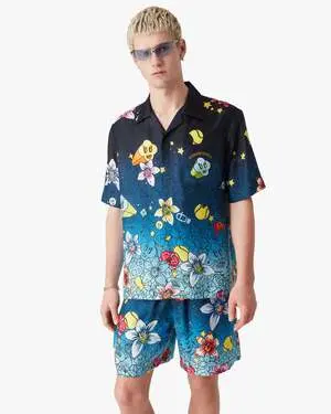 Casablanca Collage D'icones Graphiques Short Sleeve Silk Shirt - Multicolor