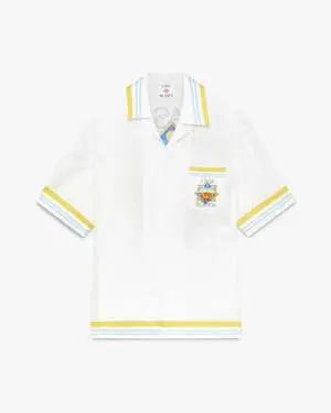 Casablanca Tennis Landscape Short Sleeve Silk Shirt