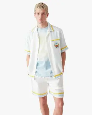 Casablanca Tennis Landscape Short Sleeve Silk Shirt