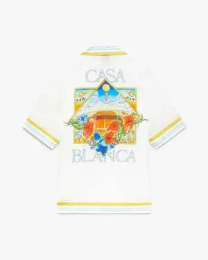 Casablanca Tennis Landscape Short Sleeve Silk Shirt