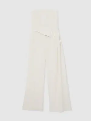 REISS Leah Strapless Draped Jumpsuit