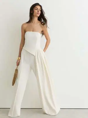REISS Leah Strapless Draped Jumpsuit