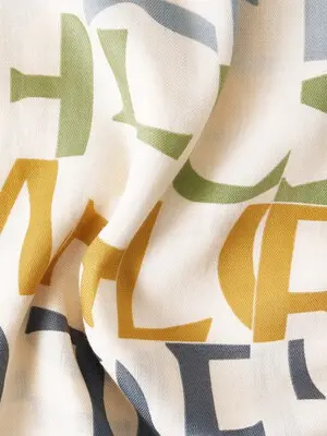 Loewe Fringed Logo-print Wool, Silk And Cashmere-blend Scarf