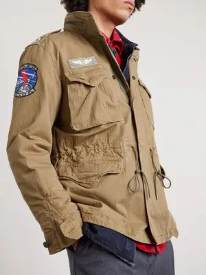Polo Ralph Lauren Logo-appliquéd Striped Cotton Field Jacket - Neutrals
