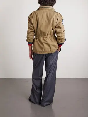 Polo Ralph Lauren Logo-appliquéd Striped Cotton Field Jacket - Neutrals