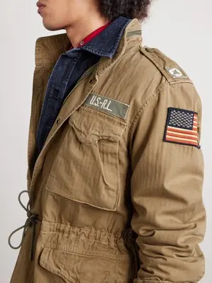 Polo Ralph Lauren Logo-appliquéd Striped Cotton Field Jacket - Neutrals