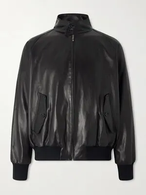 A.PRESSE Padded Leather Harrington Jacket