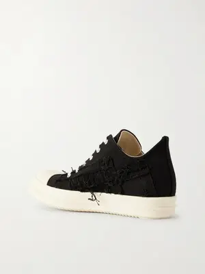 Rick Owens Ramones Frayed Denim Sneakers - Black