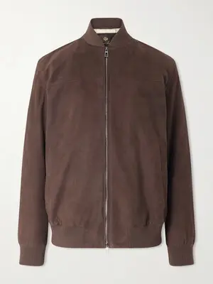 Loro Piana Ivy Padded Suede Bomber Jacket