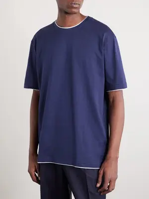 Eleventy Giza Cotton-jersey T-shirt - Blue