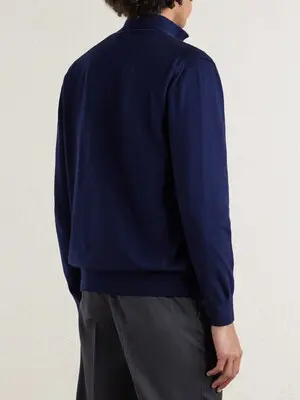 Canali Honeycomb-knit Cotton Half-zip Sweater