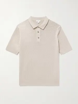 Sunspel Cotton-mesh Polo Shirt