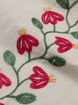 Portuguese Flannel Branch Convertible-collar Embroidered Linen And Cotton-blend Shirt