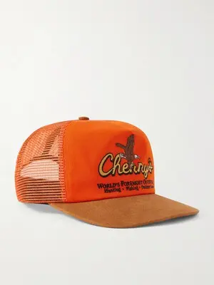CHERRY LOS ANGELES Outfitter Embroidered Twill And Mesh Trucker Cap - Orange