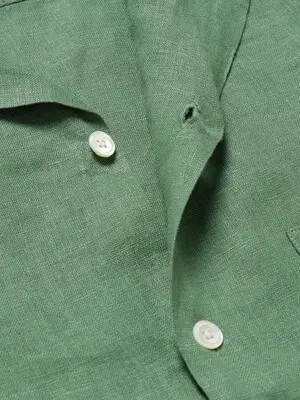 Portuguese Flannel Camp-collar Linen Shirt - Green